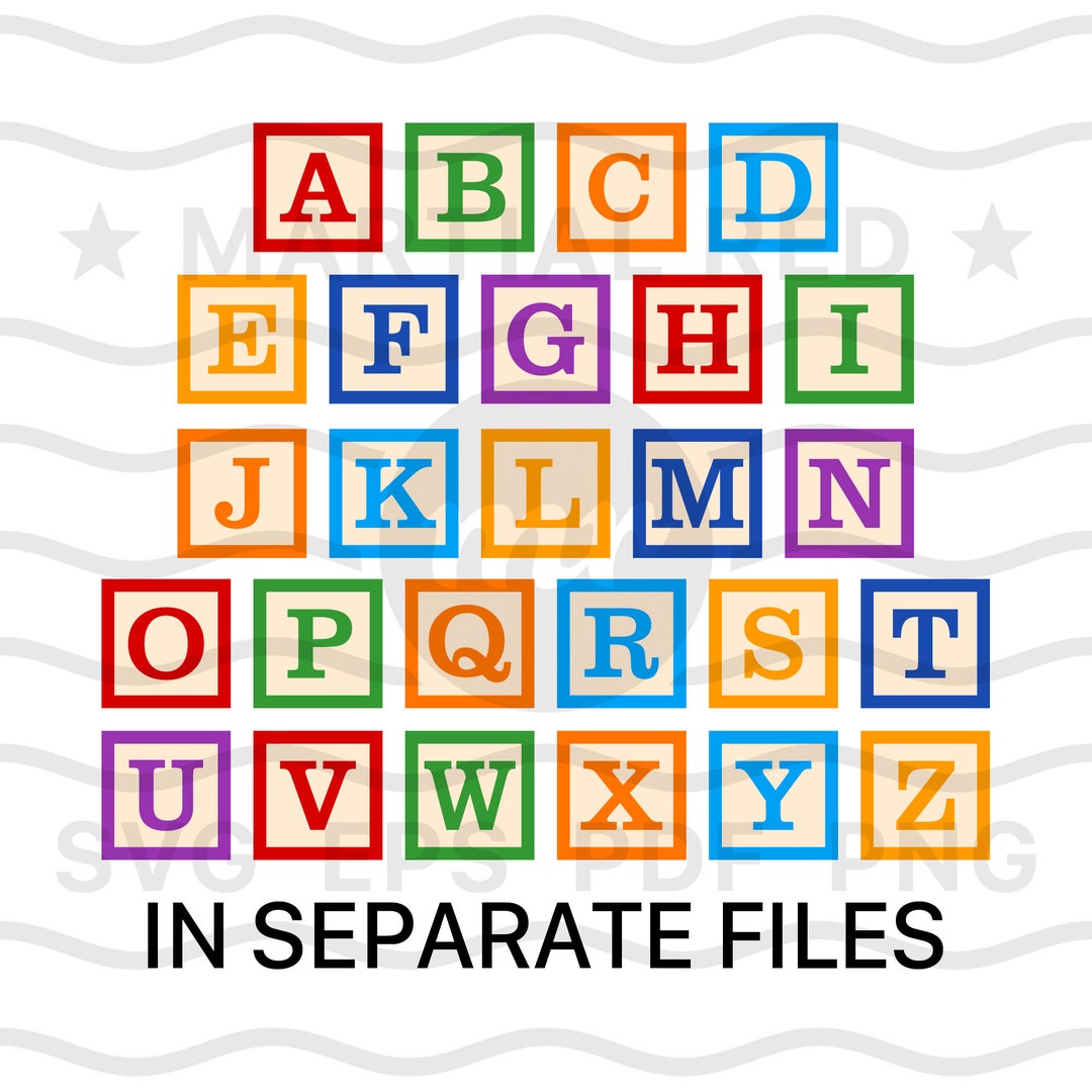 ABC Blocks Svg, 26 Letters, Toy Letter Blocks From A to Z Svg, A-Z Svg ...