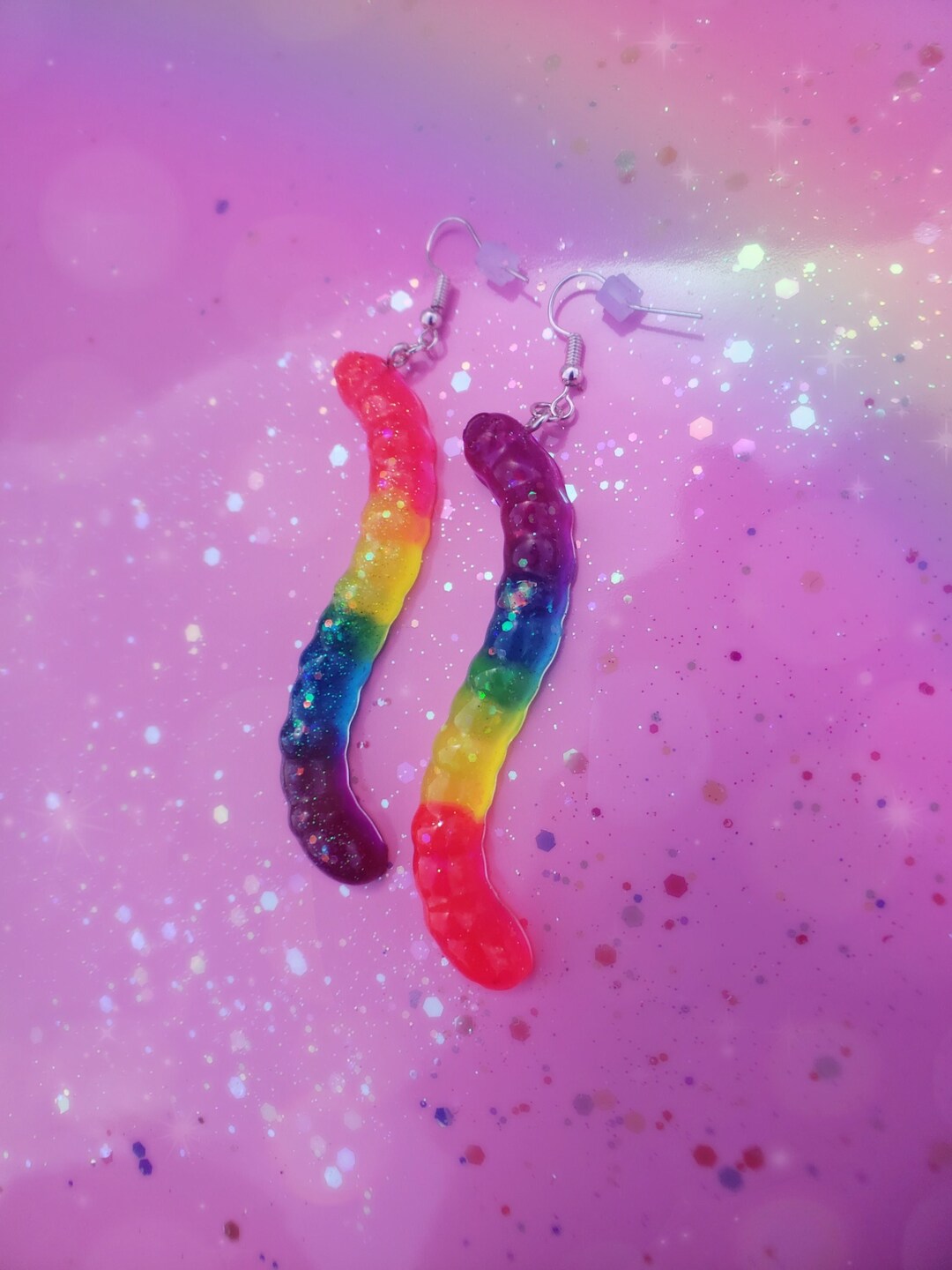 Rainbow Worm Earrings - Etsy