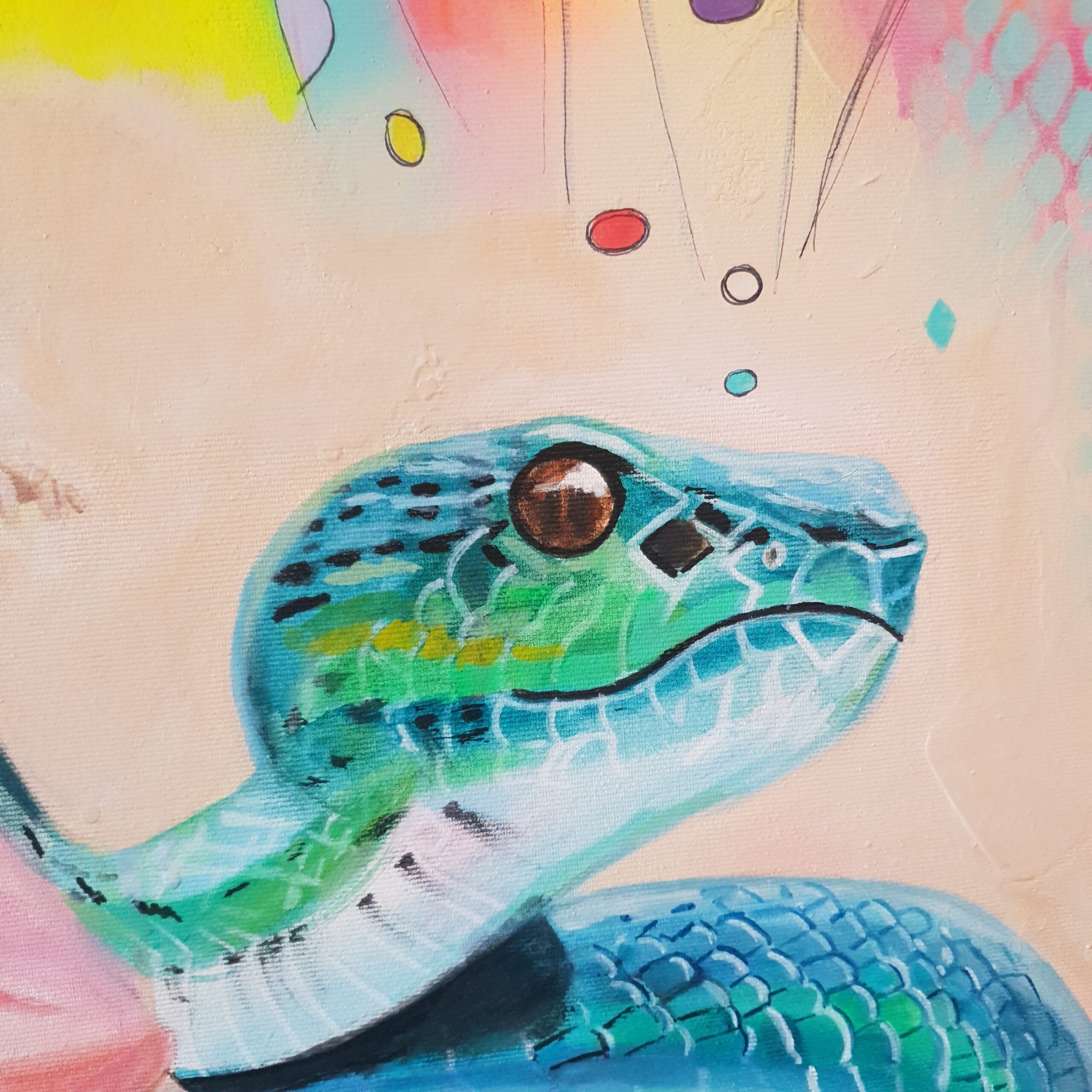 Blue Snake and Asian Woman Original Oil Painting on Canvas, Shamanic ...