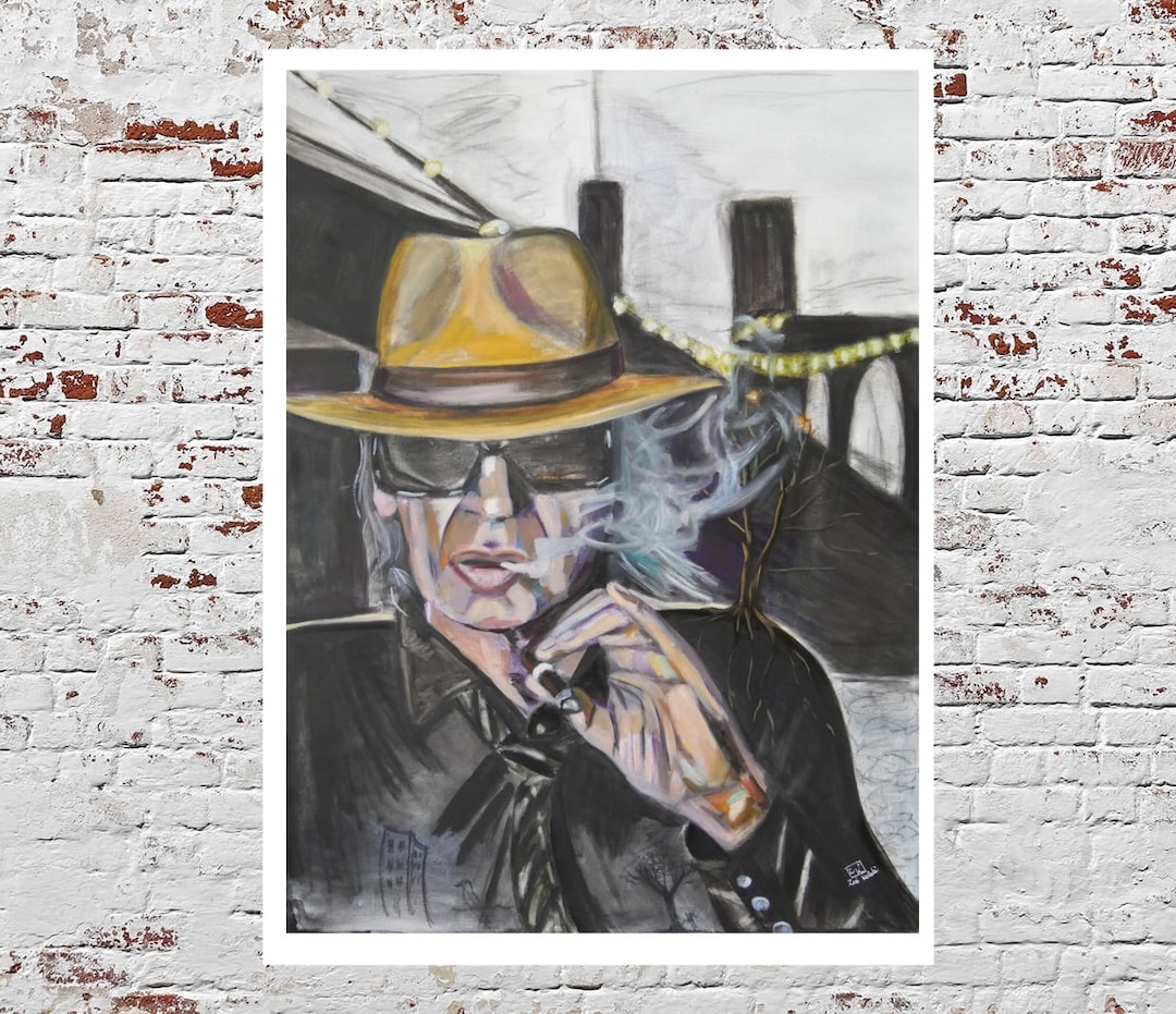 Udo Lindenberg Portrait With Cigar, Hamburg Cityscape, Fan Art Fine Art ...