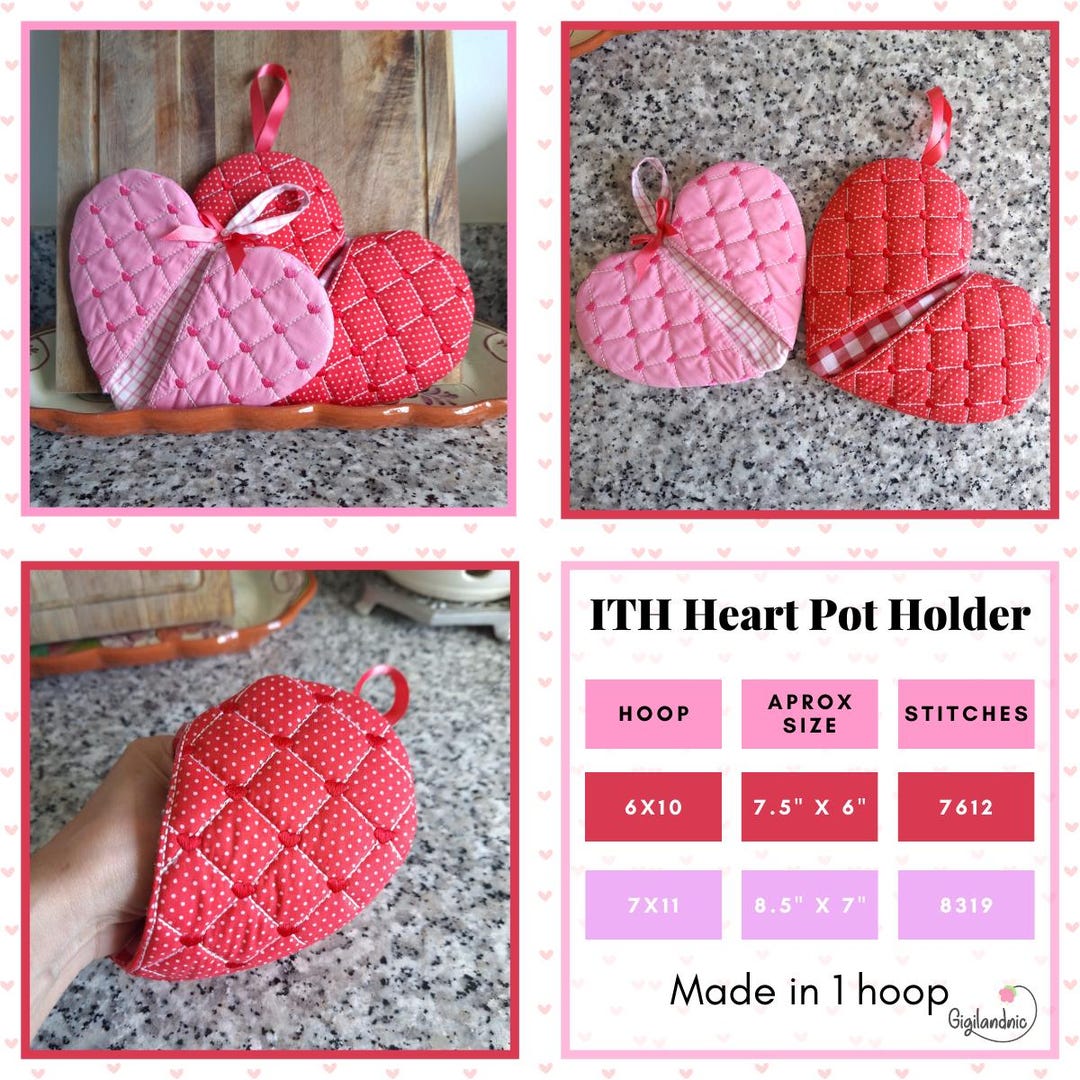 ITH Heart Pot Holder - Embroidery Design - Etsy