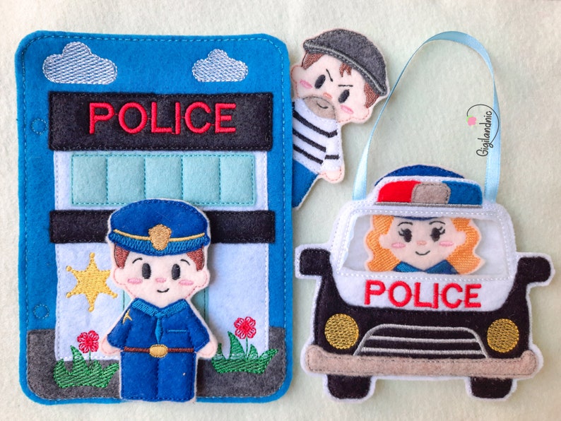 Police Finger Puppets and Quiet Book ITH Finger Puppets ITH | Etsy