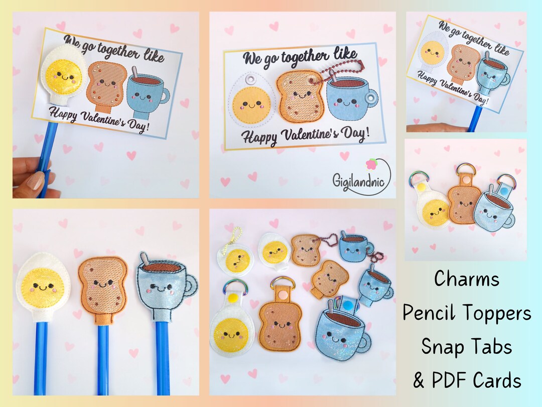Best Friends Charms, Pencil Toppers and Snatabs- ITH Embroidery Design ...