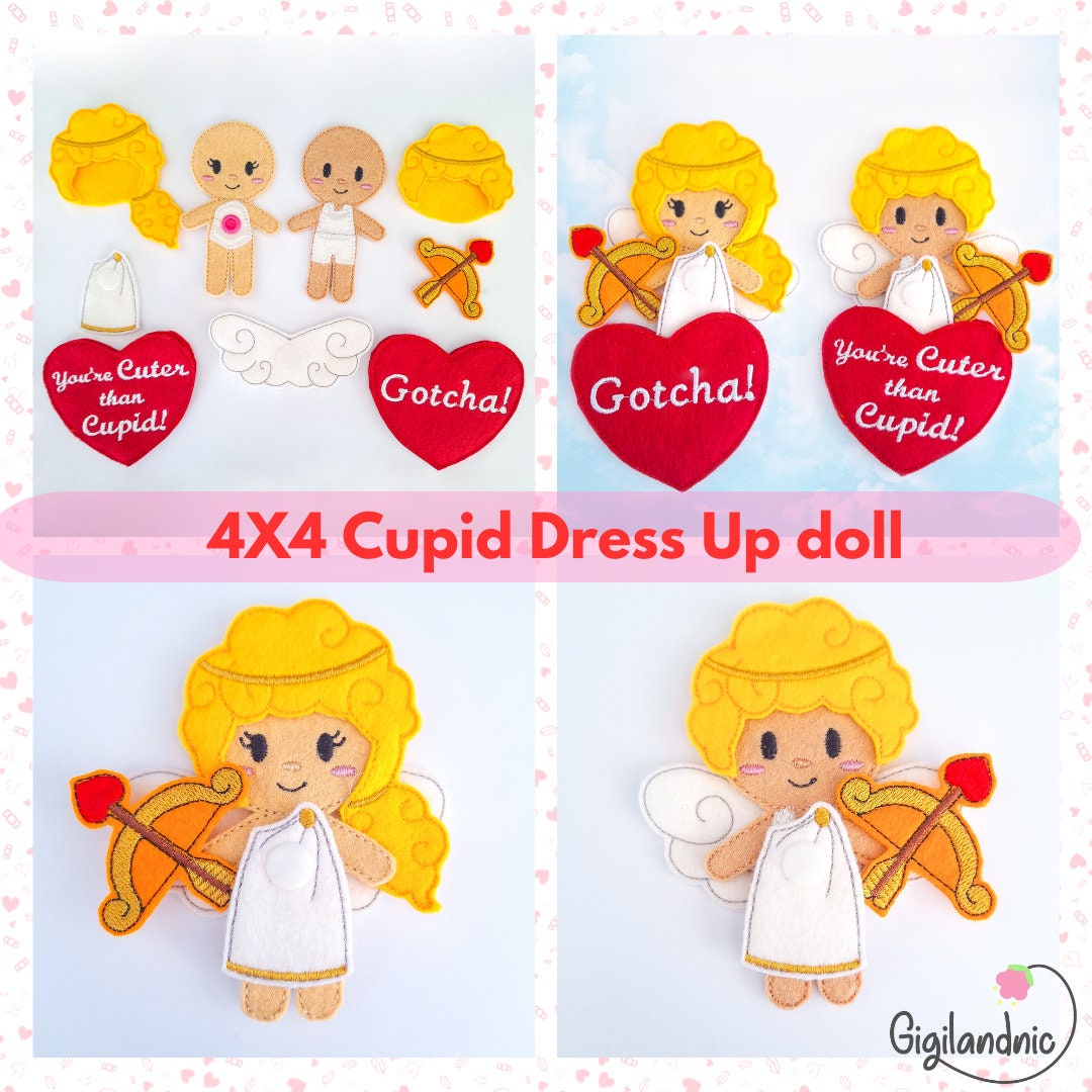 Cupid Boy and Girl Dress up Doll 4x4 - ITH Embroidery Design -digital ...