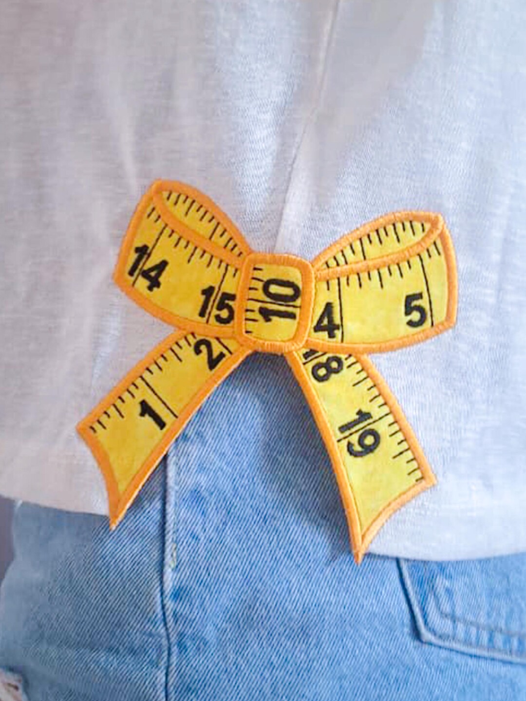 Side Split Seam Measuring Tape Bow Applique Embroidery Design- Digital ...