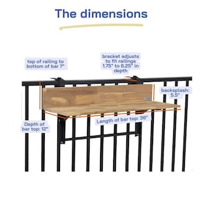 Views Balcony™ 3ft Bar | Railing Bar Table for Patio, Porch, Deck ...
