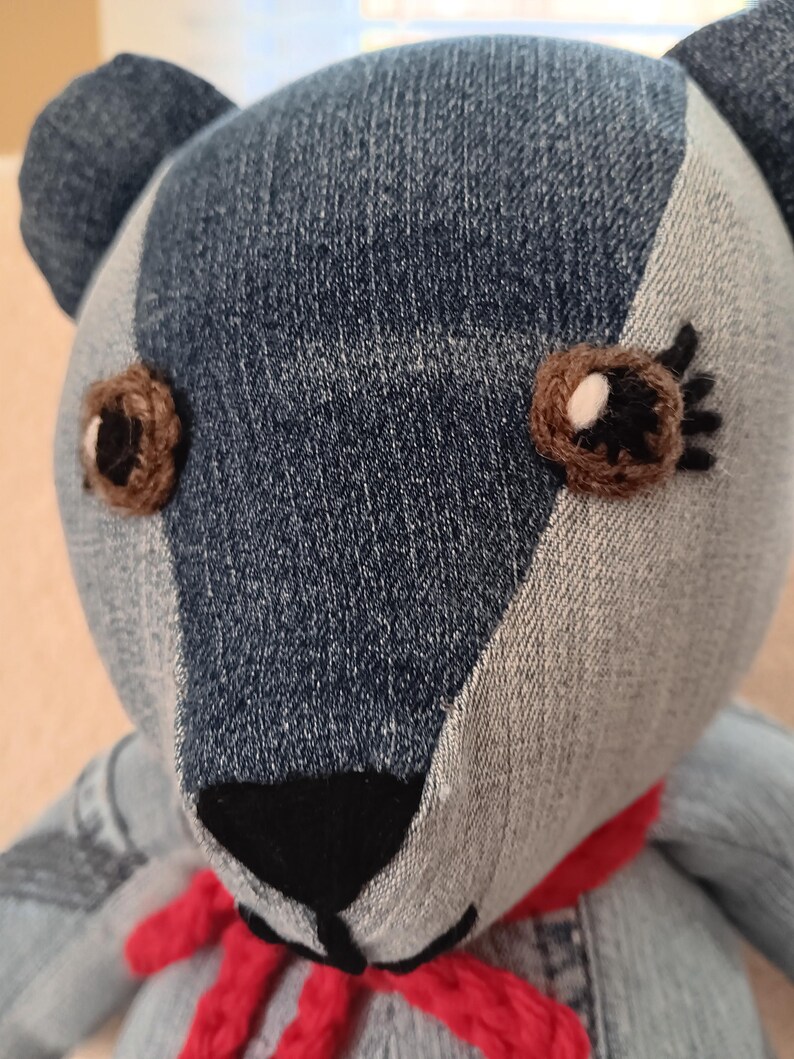 Blue Jean Denim Teddy Bear With Big Personality ~ Up-cycled! Great Gift ...