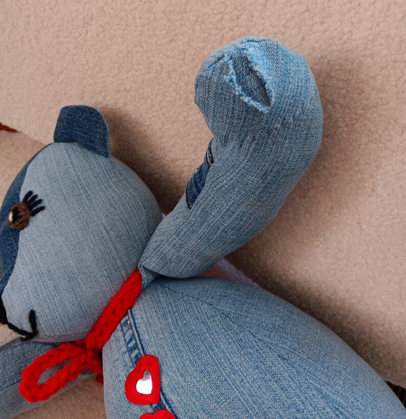 Blue Jean Denim Teddy Bear With Big Personality ~ Up-cycled! Great Gift ...