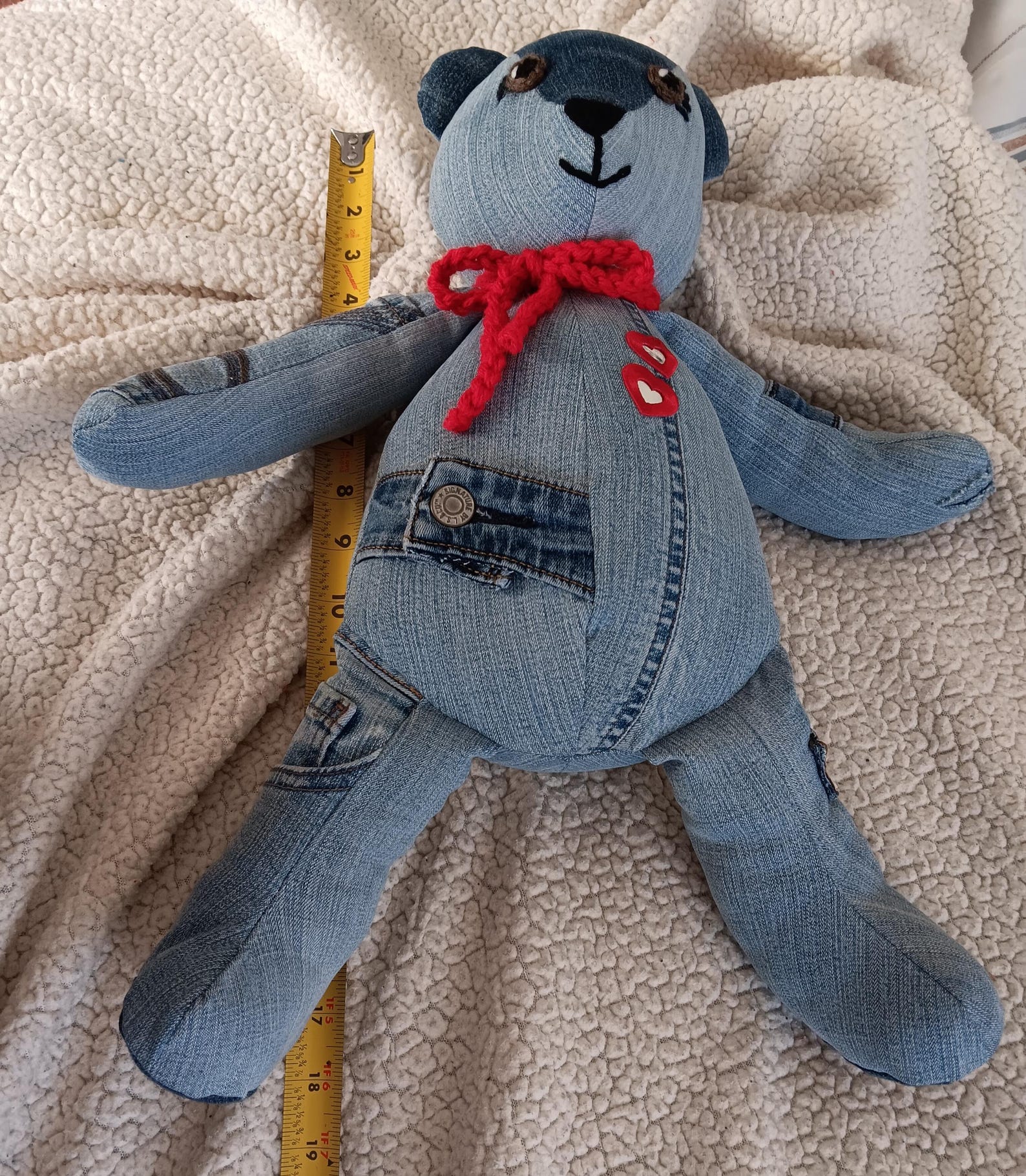 Blue Jean Denim Teddy Bear With Big Personality ~ Up-cycled! Great Gift ...