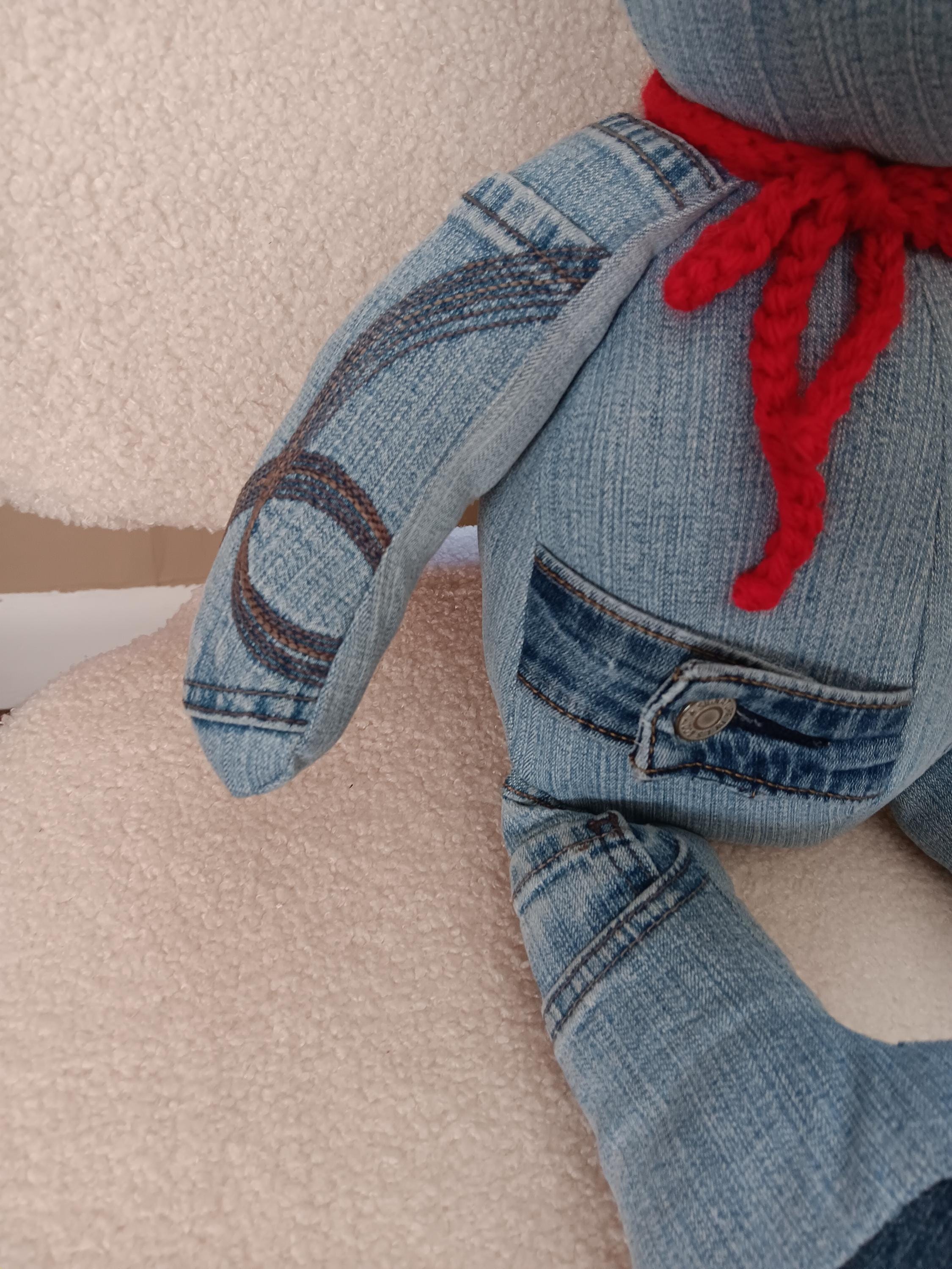 Blue Jean Denim Teddy Bear With Big Personality ~ Up-cycled! Great Gift ...