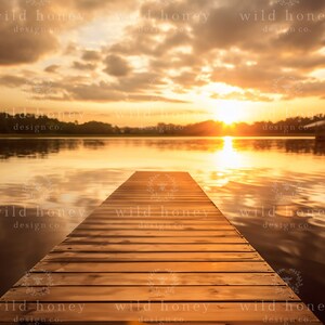 Lake Sunset Digital Backdrop, Jetty, Summer, Golden Light, Maternity ...