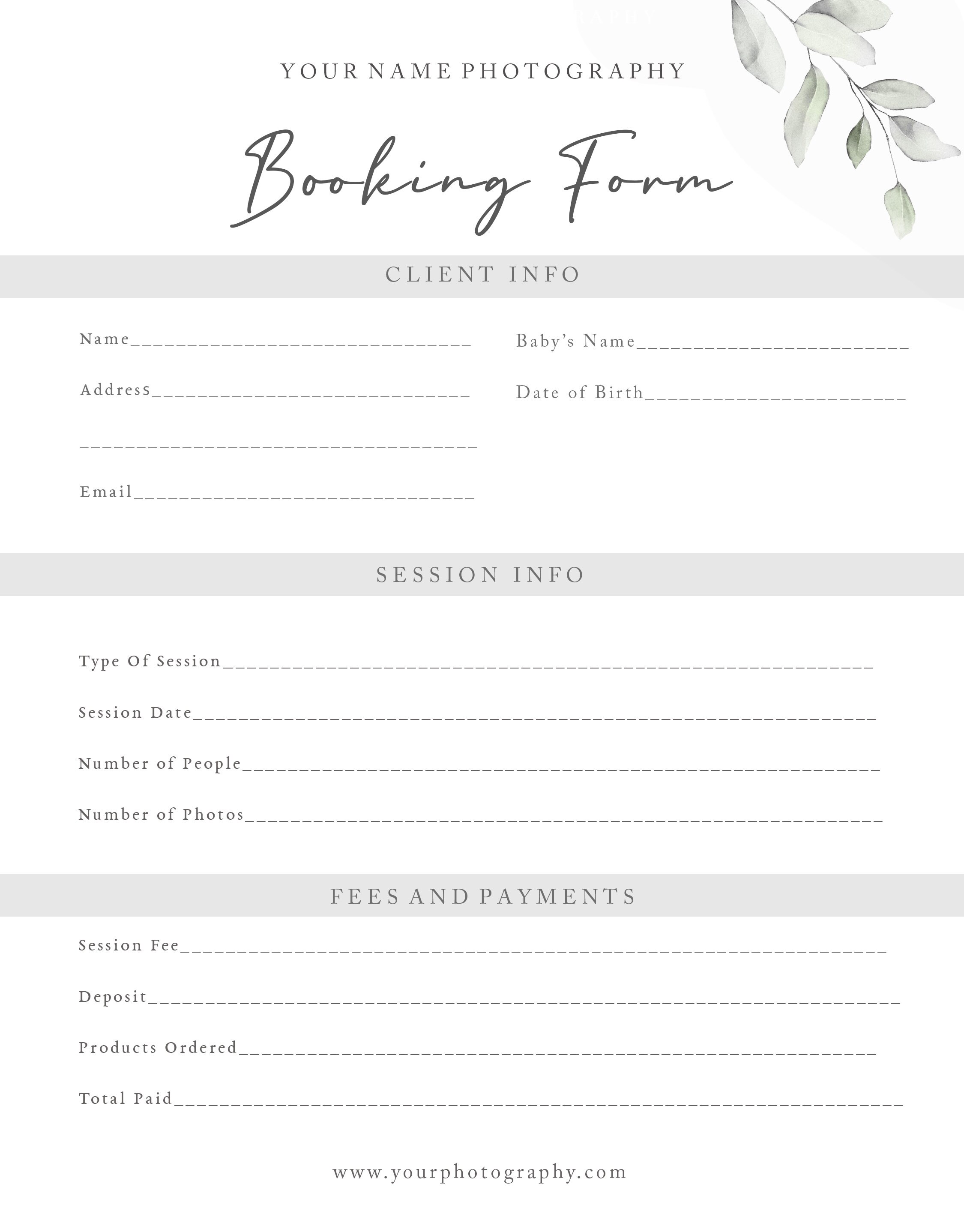 Photography Forms for PHOTOSHOP and MS WORD Admin Bundle - Etsy