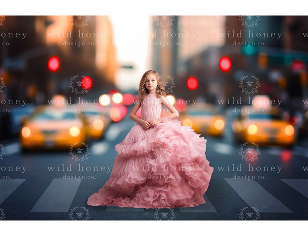 City Street Photography Backdrop: Taxi Cabs, Avenue (digital Download ...