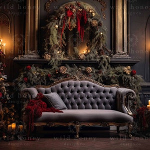 Christmas Lounge Digital Backdrop: Holiday Photography (JPEG) - Etsy