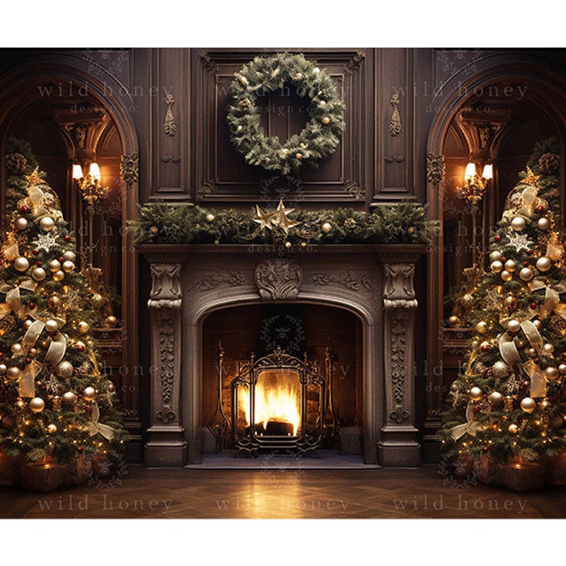 Christmas Fireplace Backgrounds - Etsy