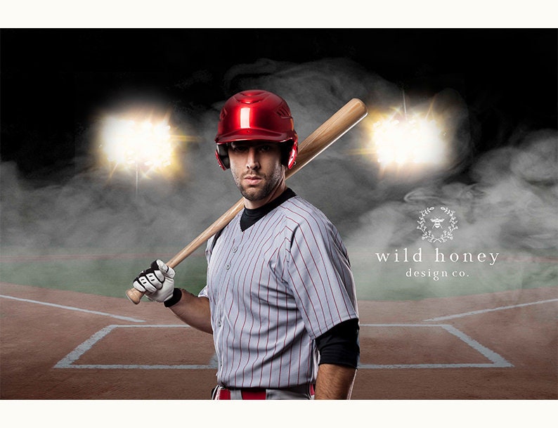 Baseball Field Digital Backdrop Sports Smoke Athlete - Etsy