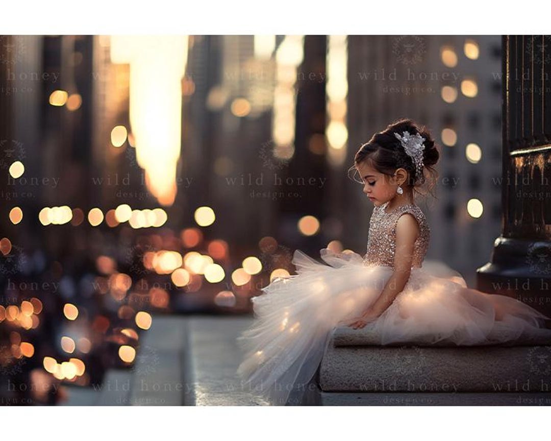 City Lights Digital Backdrop, Steps, Sunset Bokeh, Digital Background ...