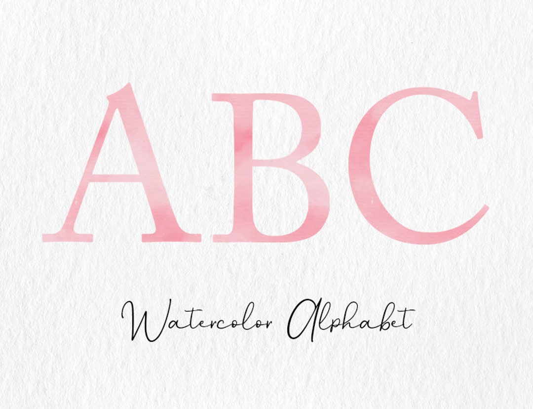 Pink Watercolor Alphabet Clipart, Letters, A-Z, Baby Pink, Drawing ...