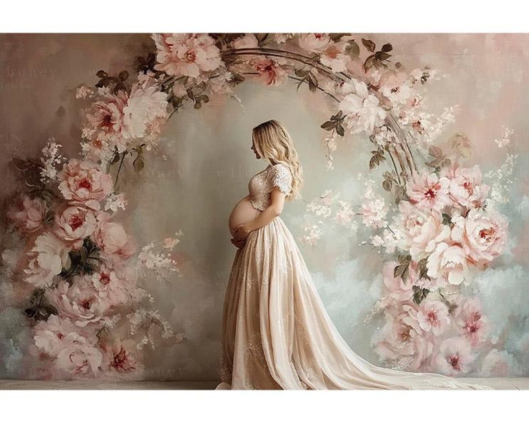Floral Arch Studio Digital Backdrop, Painted, Maternity, Pregnant, Pink ...