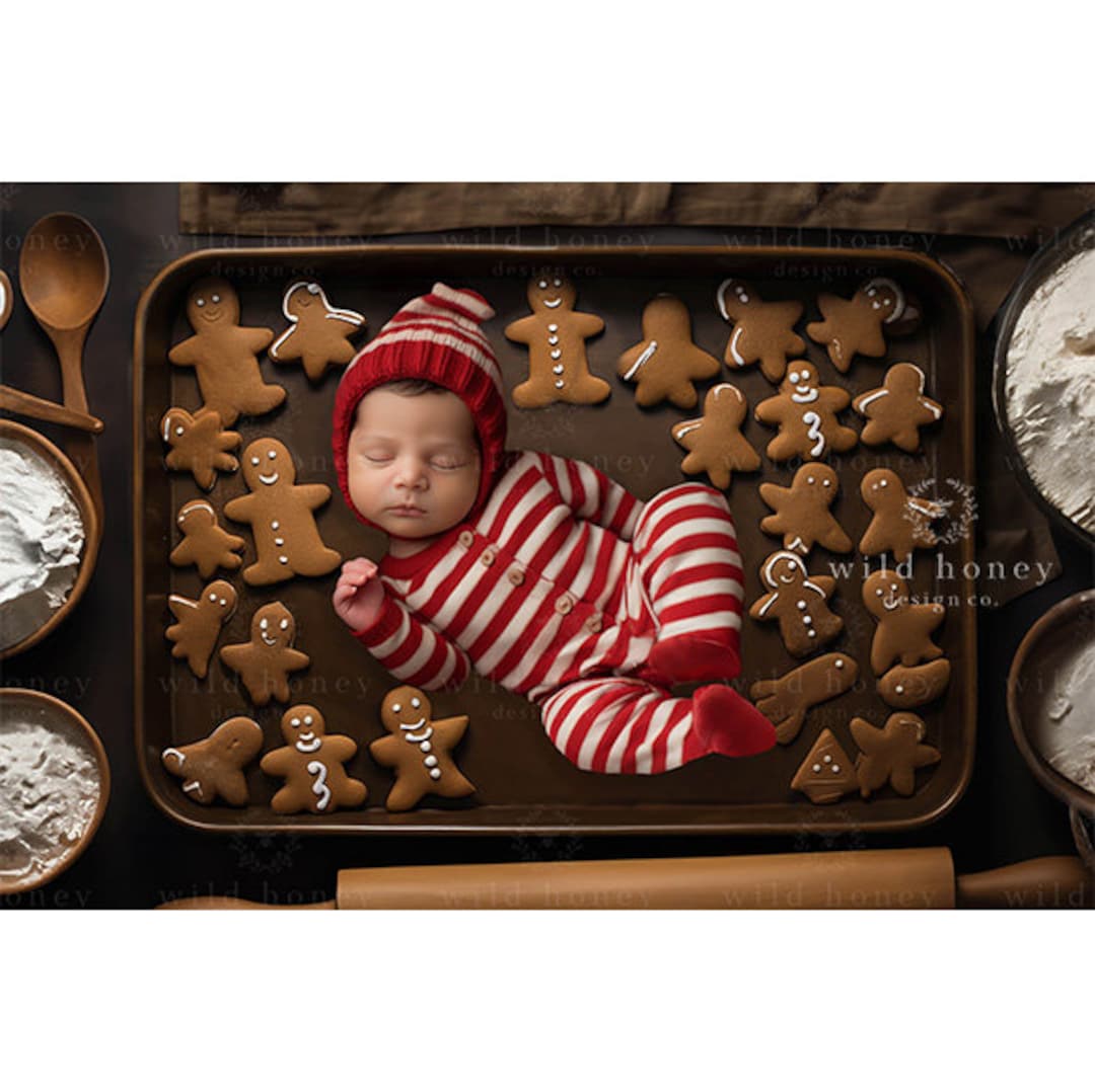 Gingerbread Baby Digital Backdrop: Holiday Newborn Photography (digital ...