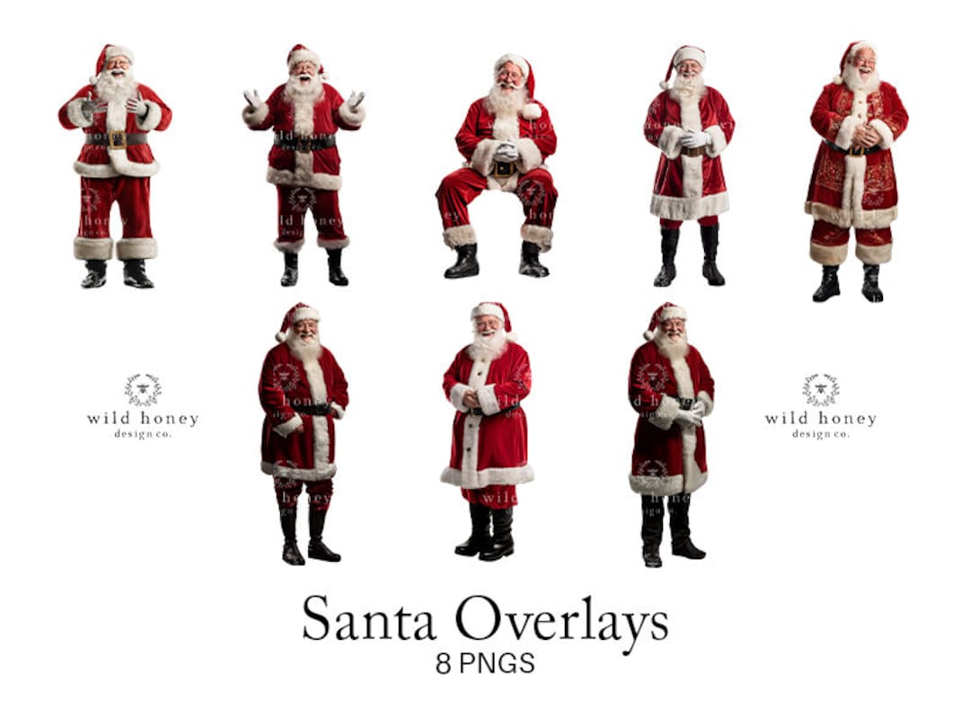 Santa Overlays, PNG, Clipart, 8 Pngs, Father Christmas, Xmas, Santa ...