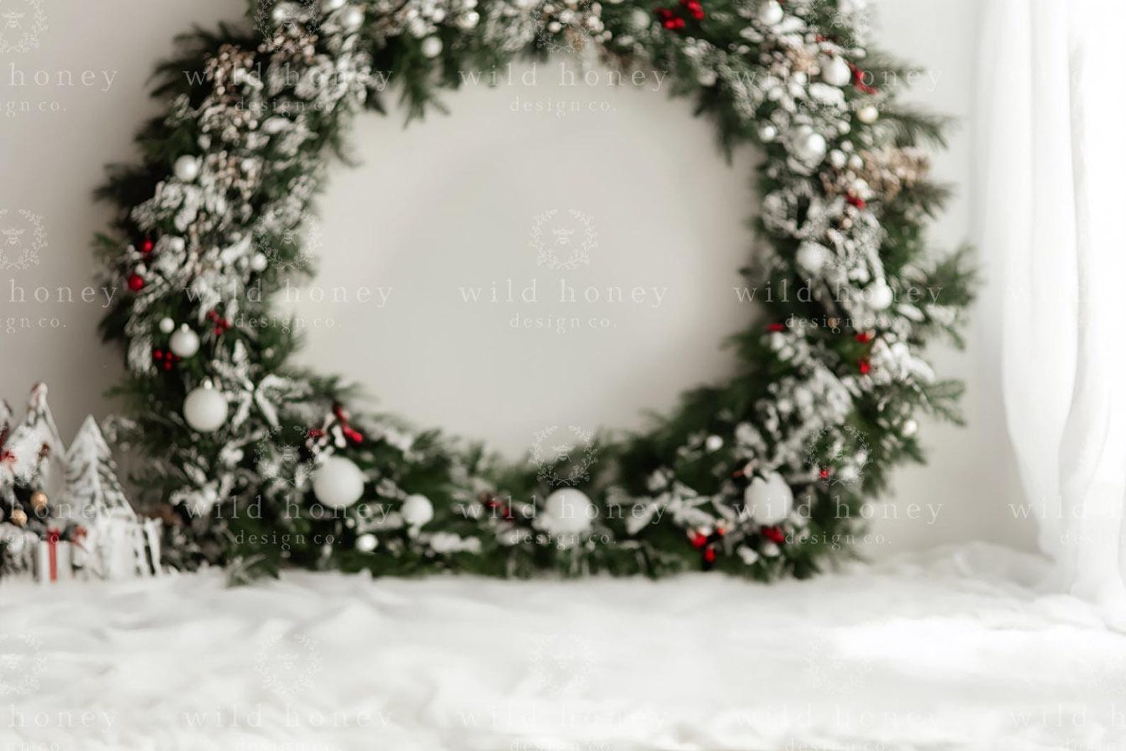 Christmas Wreath Studio Digital Backdrop: Holiday Photography (digital ...