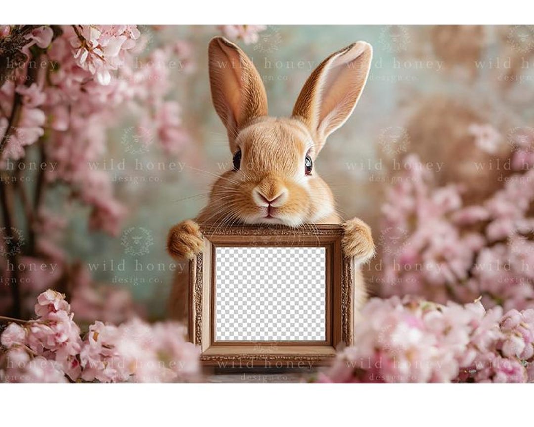 Easter Bunny Picture Frame Digital Backdrop, Easter Rabbit, Digital ...