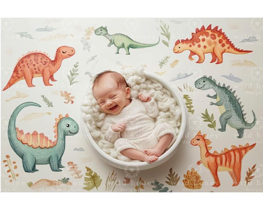 Dinosaur Newborn Digital Backdrop: Baby, Overhead (digital Download) - Etsy