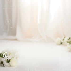 White Flower Studio Digital Backdrop: Sheer Curtain, Roses (JPEG) - Etsy
