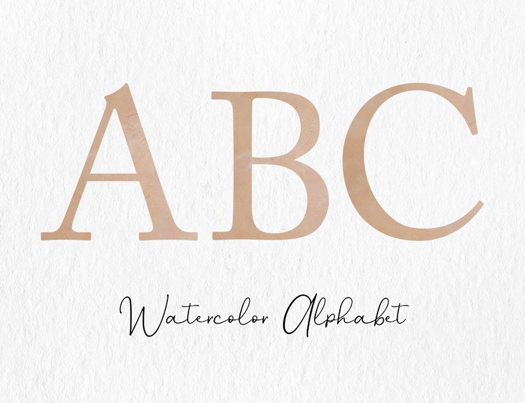 Brown Watercolor Alphabet Clipart, Neutrals, Commerical Use, Beige ...
