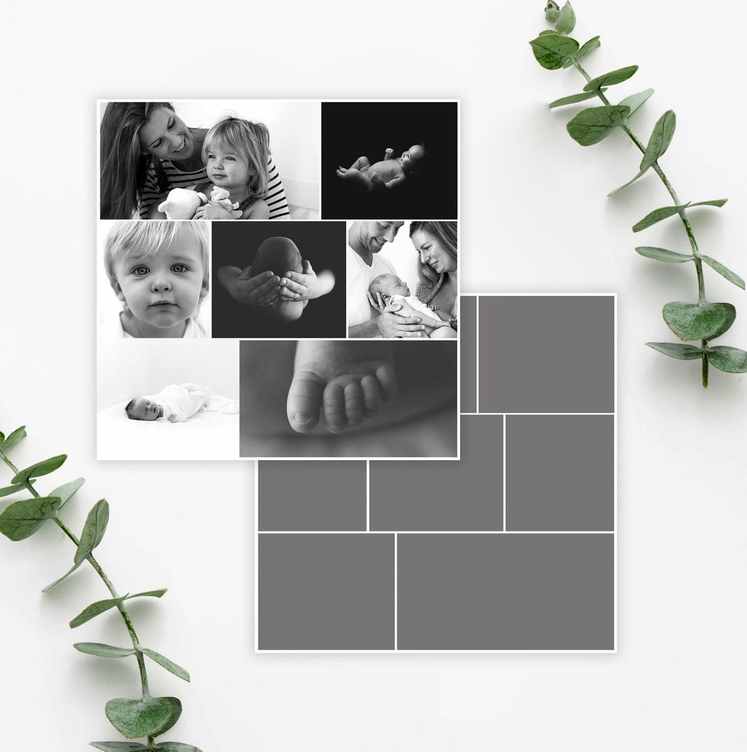Photography Collage, Storyboard, Photoshop Template for Photo Collage ...