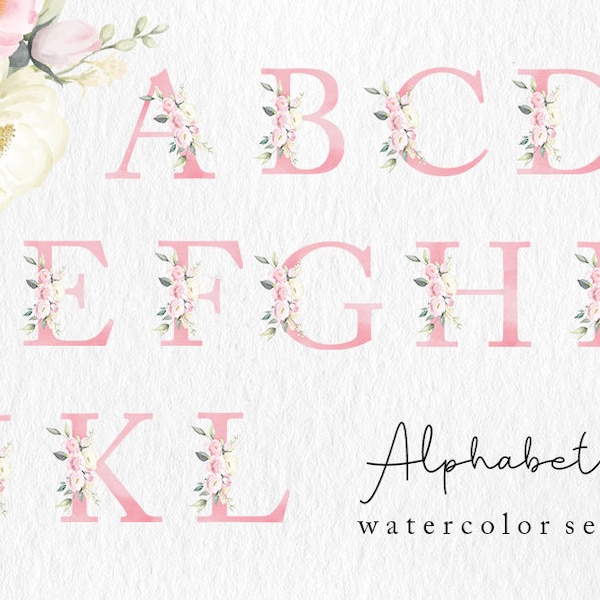 Floral Alphabet Watercolor - Etsy