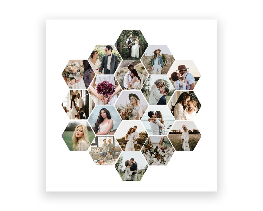 Honeycomb Photo Collage Template: Hexagon Storyboard (PSD) - Etsy