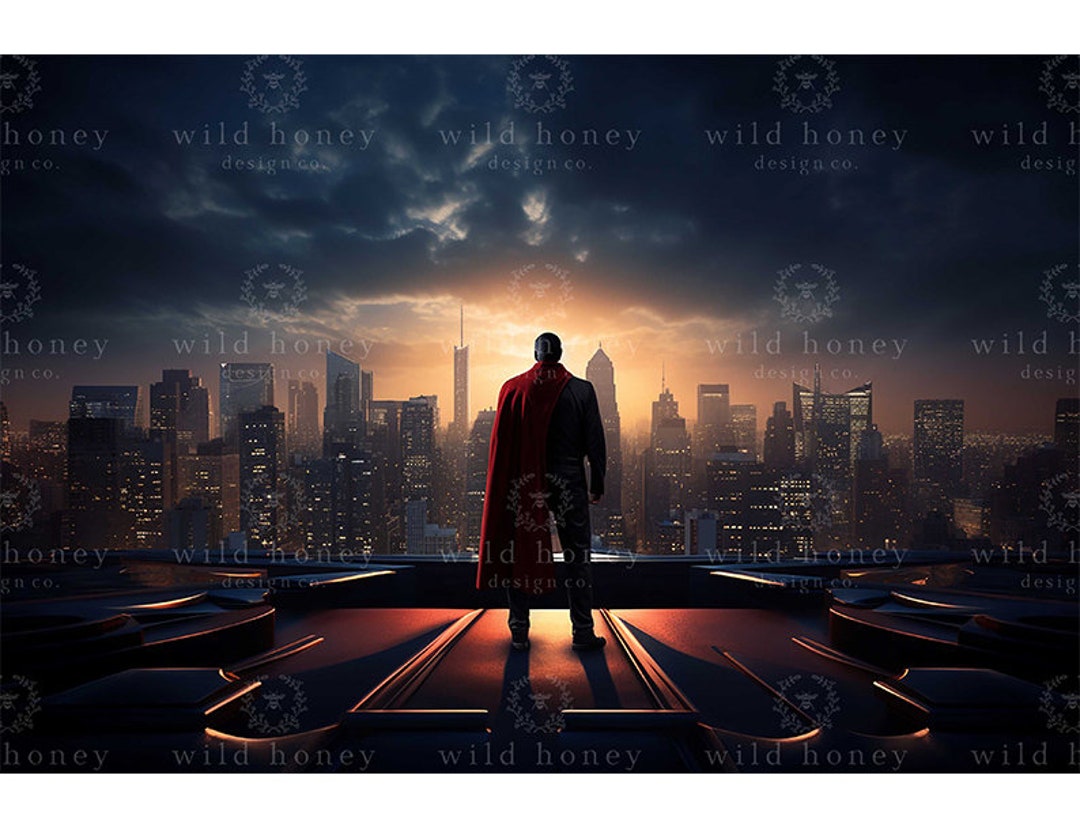 Superhero Digital Backdrop, Rooftop, City Skyline Digital Background ...