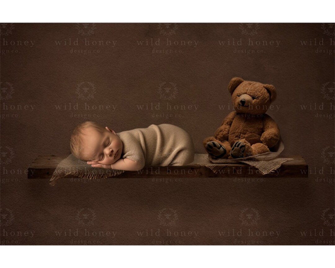 Teddy Shelf Newborn Digital Backdrop, Teddy Bear, Wood Shelf, Newborn ...