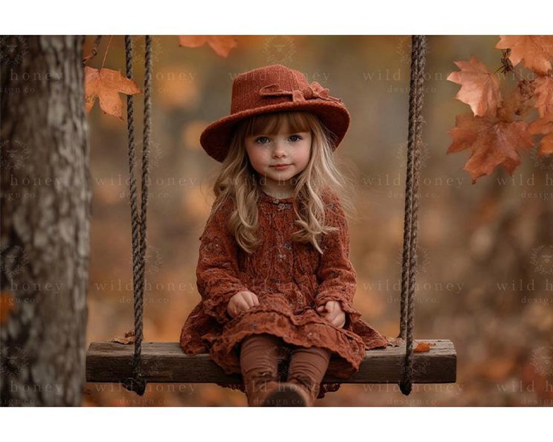 Fall Swing Digital Backdrop Background, Fall Leaves, Portrait, Autumn ...
