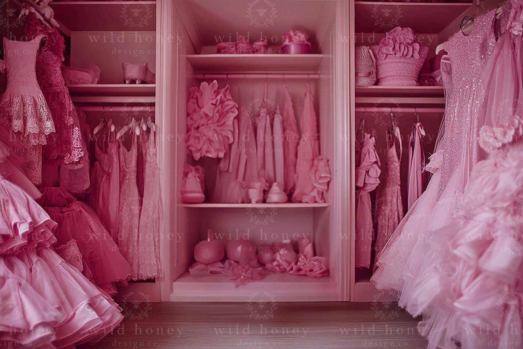 Pink Closet Digital Backdrop, Girl, Dresses, Bedroom, Doll, Portrait ...