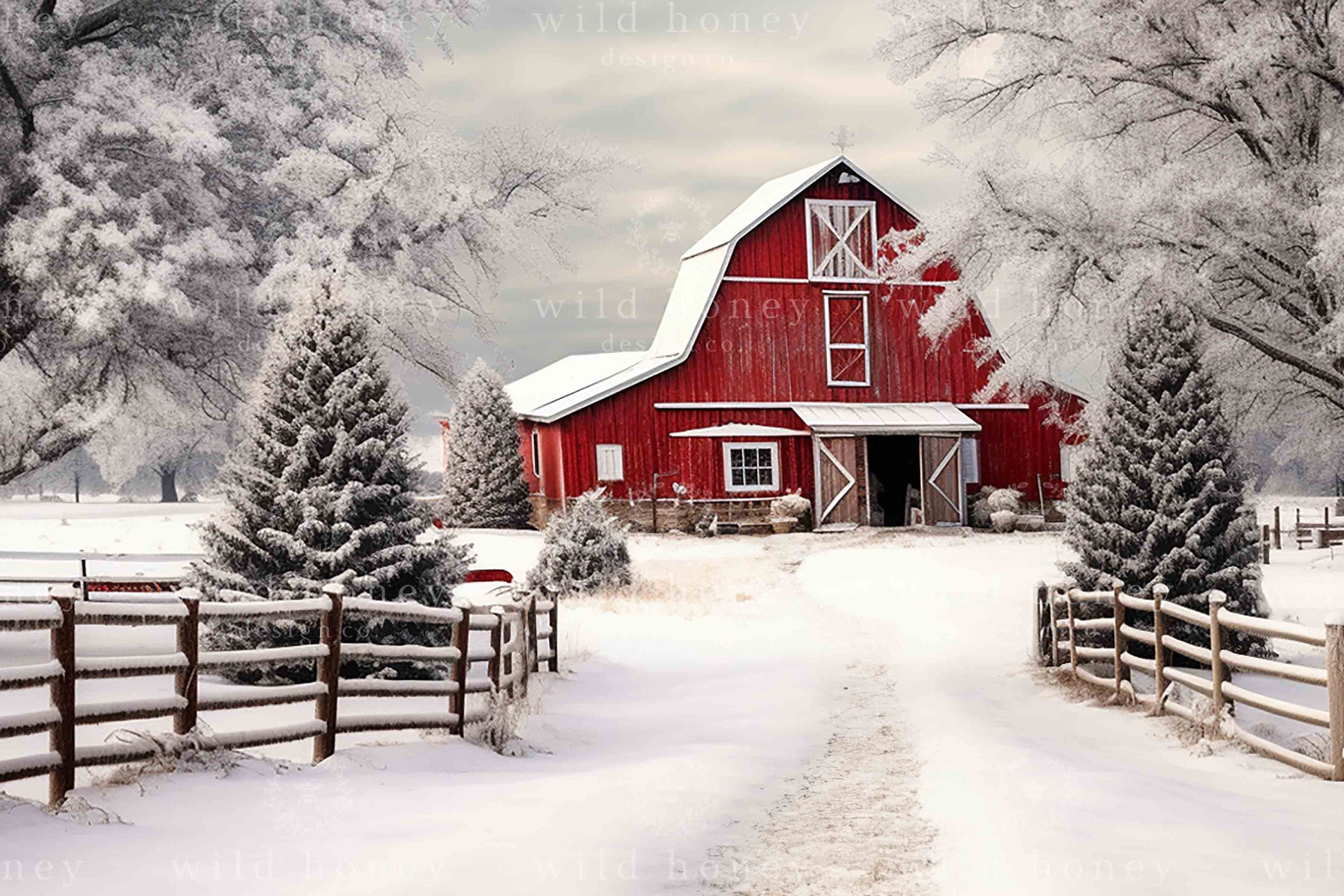 Winter Barn Wallpaper