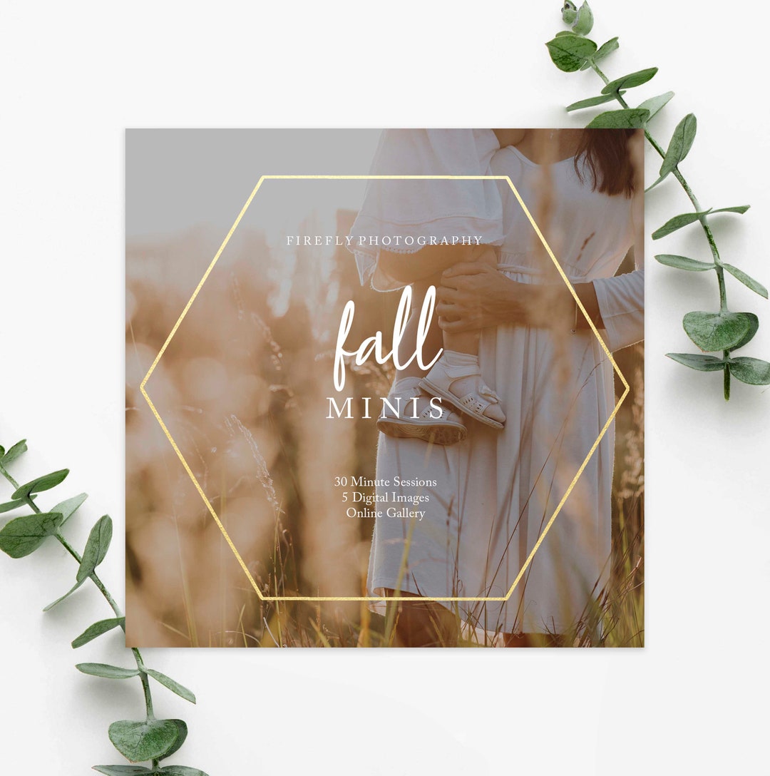 Fall Mini Session Marketing Template, Autumn Fall Mini Session. Gold ...
