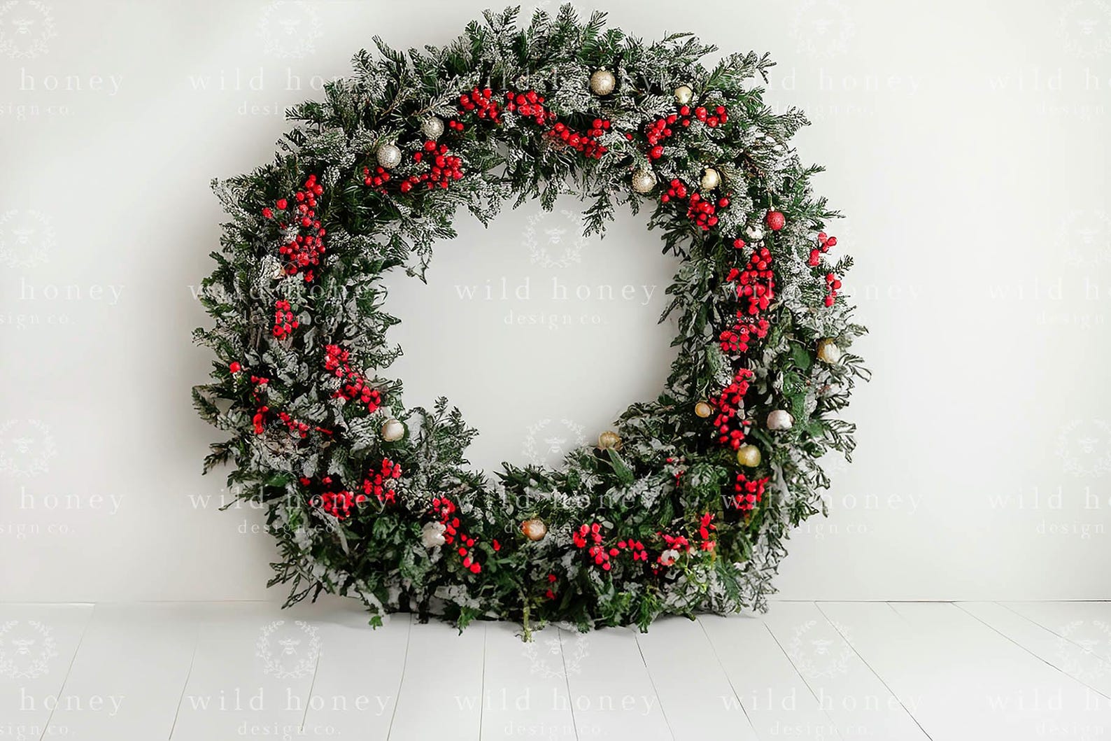 Christmas Wreath Studio Digital Backdrop: Family Holiday Photo (digital ...