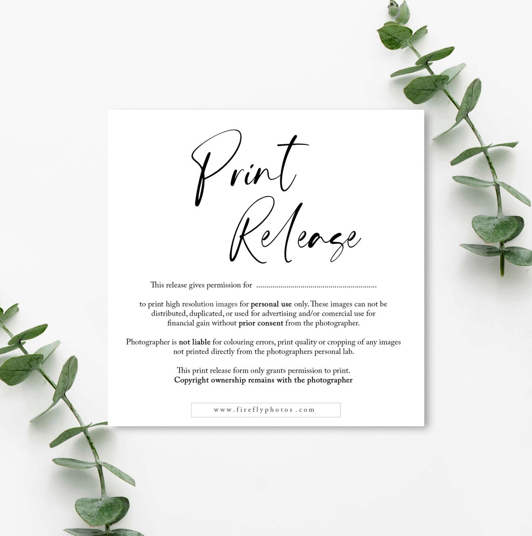Photography Print Release Form Template for Photoshop & Word (PSD) - Etsy