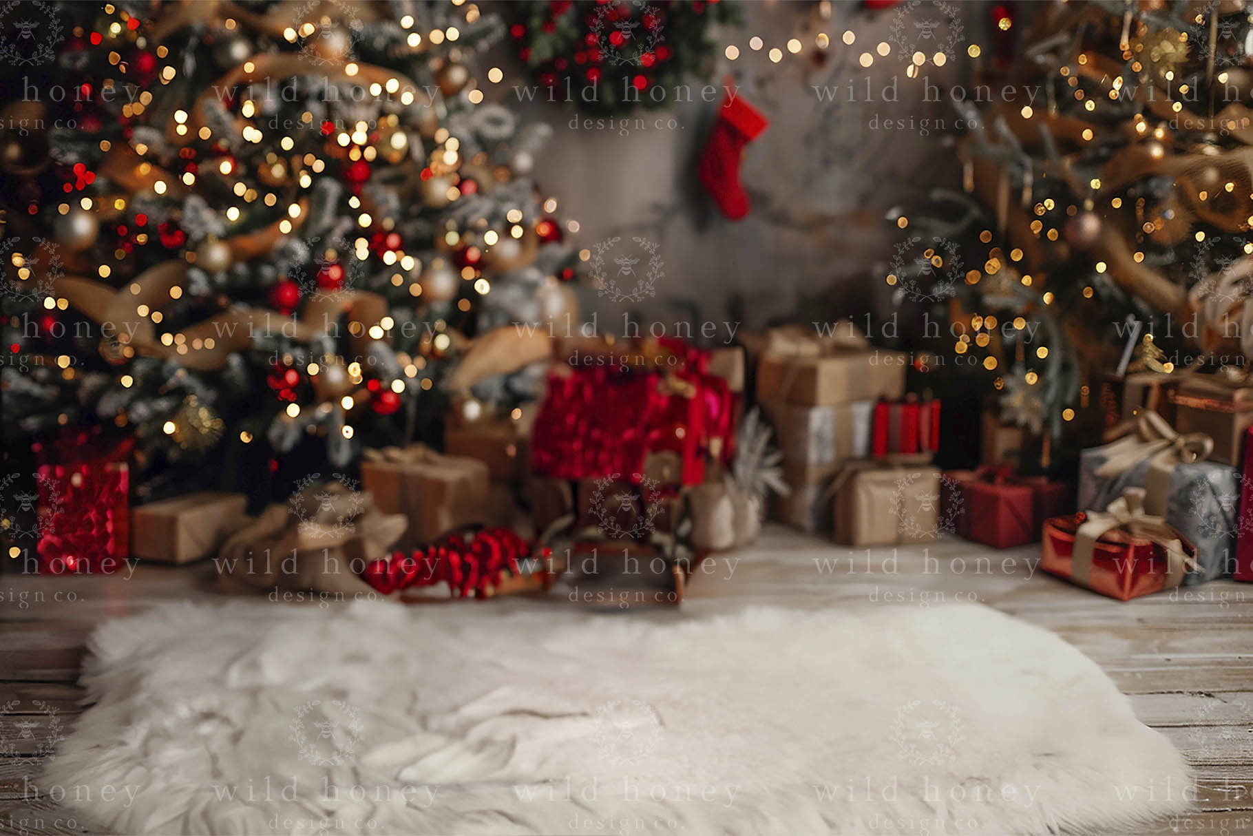 Christmas Room Digital Backdrop: Tree, Lights, Gifts (digital Download ...