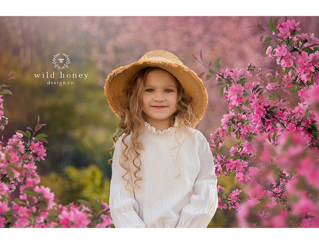 Pink Flowers Digital Backdrop, Digital Background for Photography, Pink ...