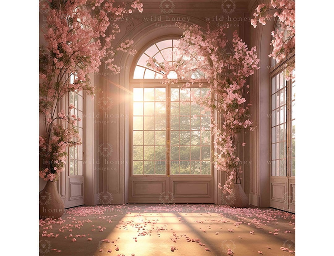 Pink Flower Room Digital Backdrop: Arch Window Photography (digital ...