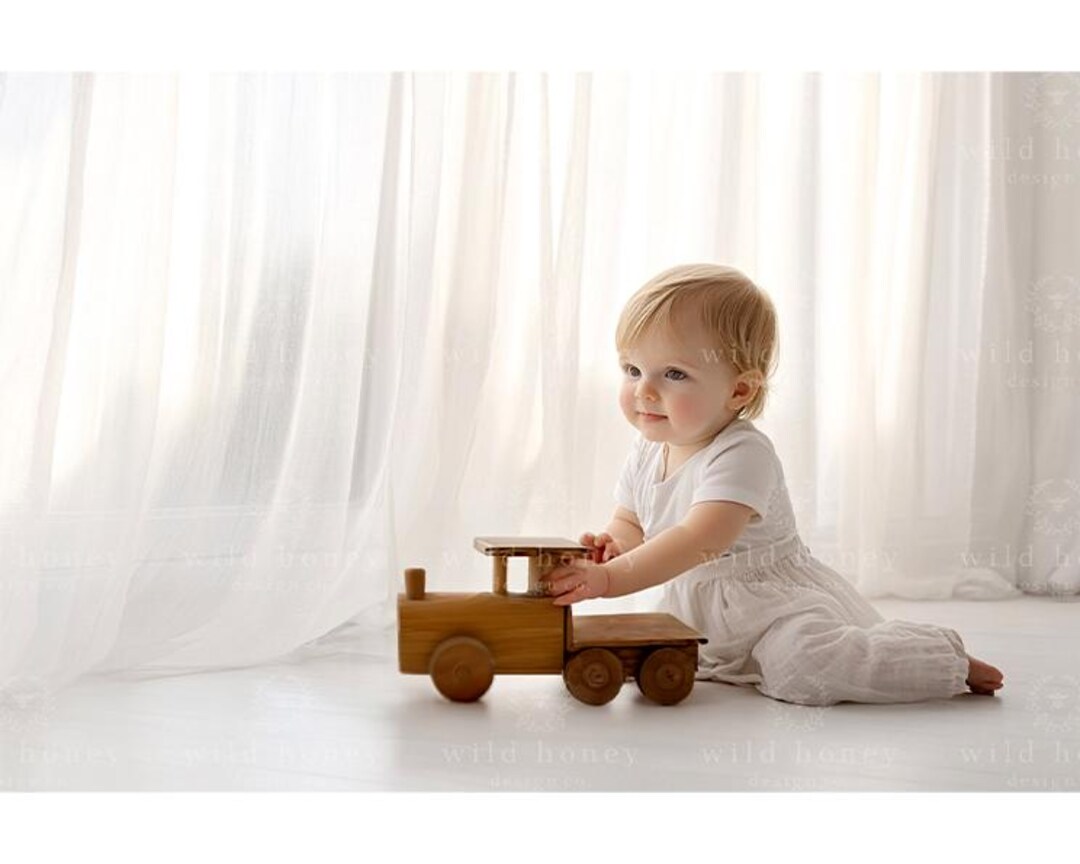 White Studio Digital Backdrop, Wooden Toy Train, Window, Sitter, Baby ...