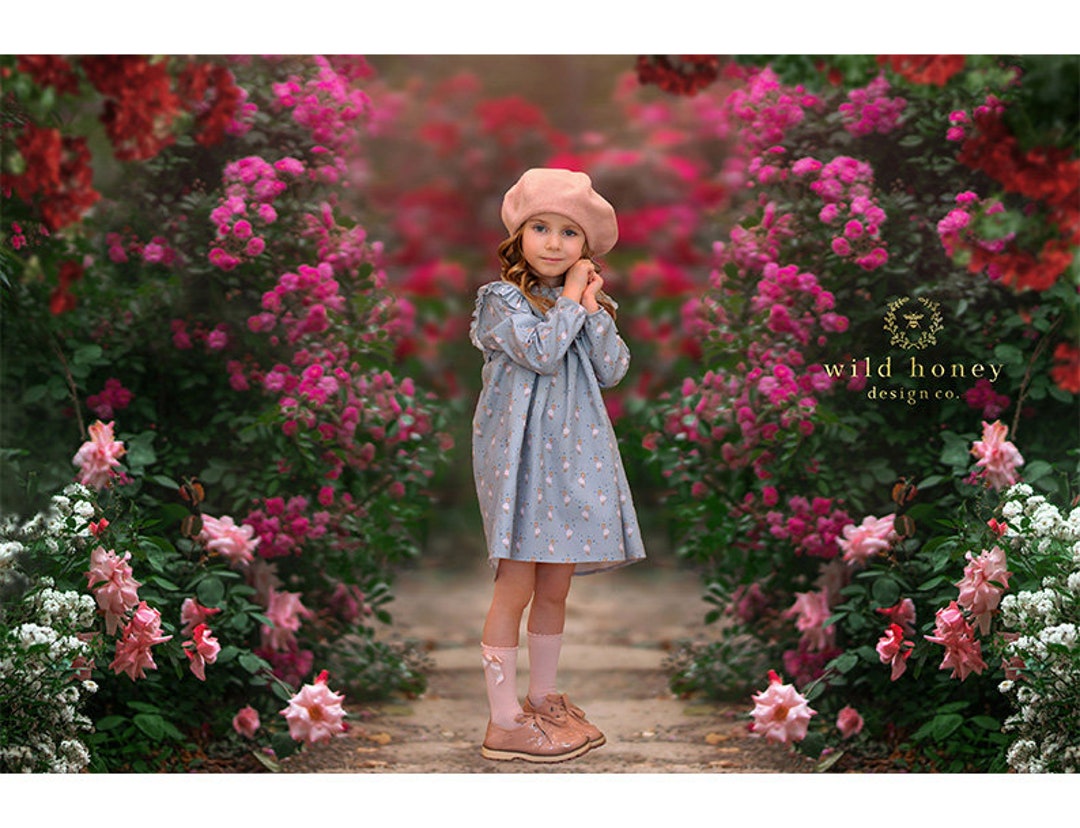 Rose Garden Digital Backdrop, Flowers, Digital Background for ...