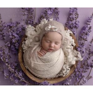 Purple Flowers Newborn Digital Backdrop: Lilac Baby in Wood Bowl ...