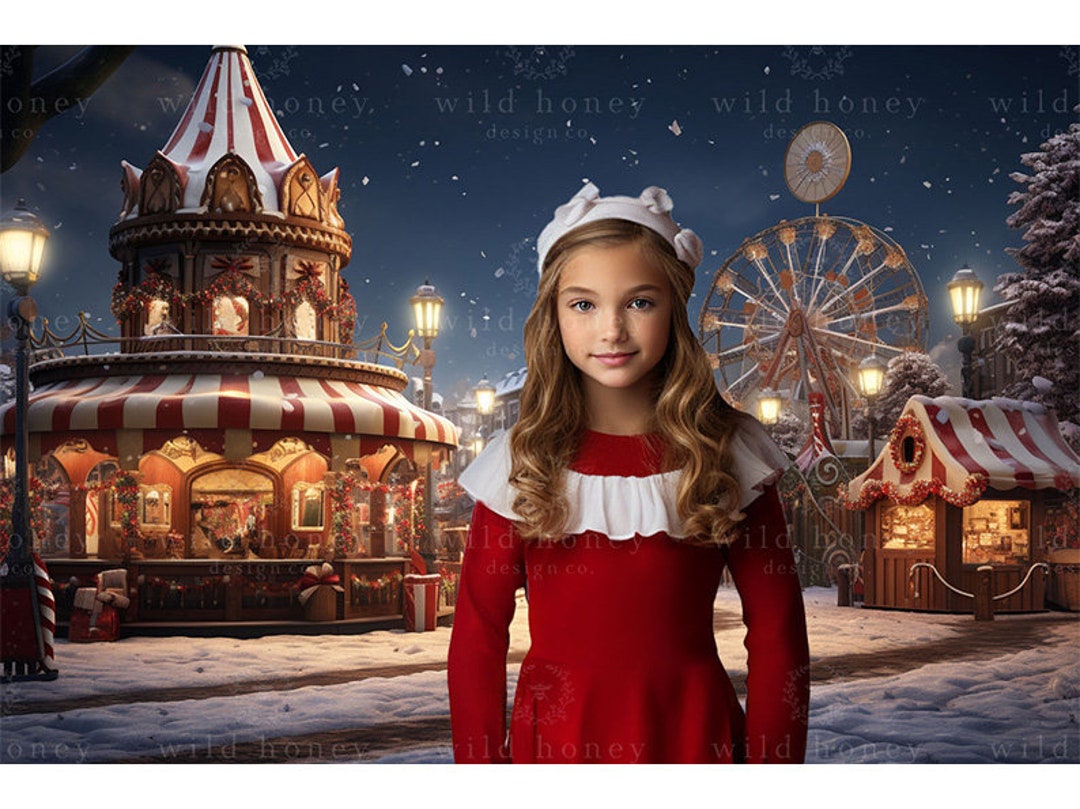Christmas Fair Digital Backdrop, Xmas, Winter Wonderland, Painterly ...