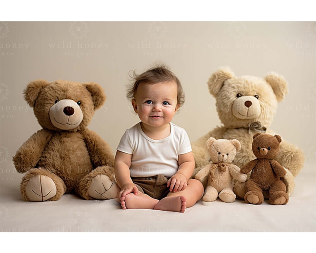 Teddy Bear Studio Digital Backdrop, Child, Baby, Studio, Beige, White ...