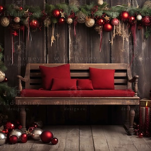 Christmas Studio Digital Backdrop: Bench, Tree, Baubles (digital ...